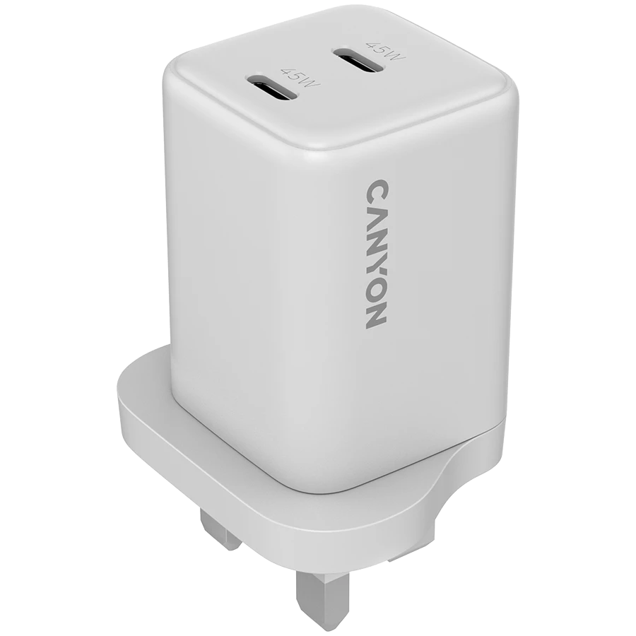 CANYON Power Adapter 2*USB Type C, 65 W, White - buy in Cyprus