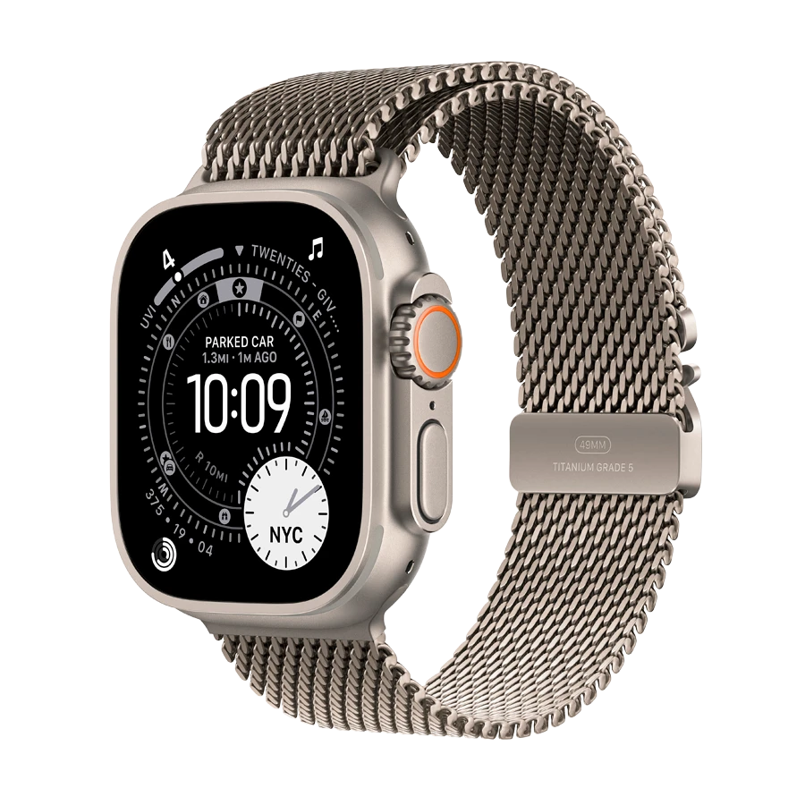 Apple Watch Ultra 3, 49mm, Natural, Natural Titanium Milanese Loop ...