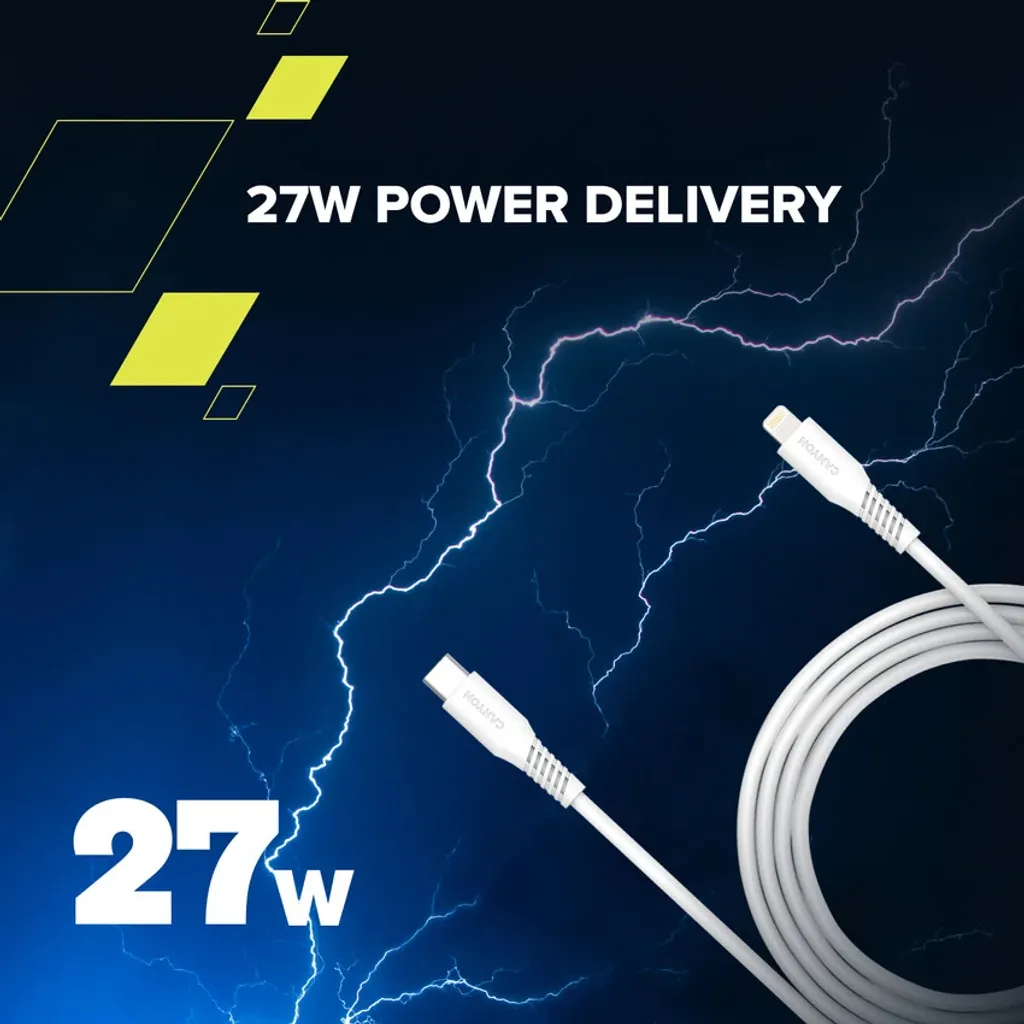 USB-C to Lightning Cable (Power Delivery Support, 1.2m) White, USB Type ...