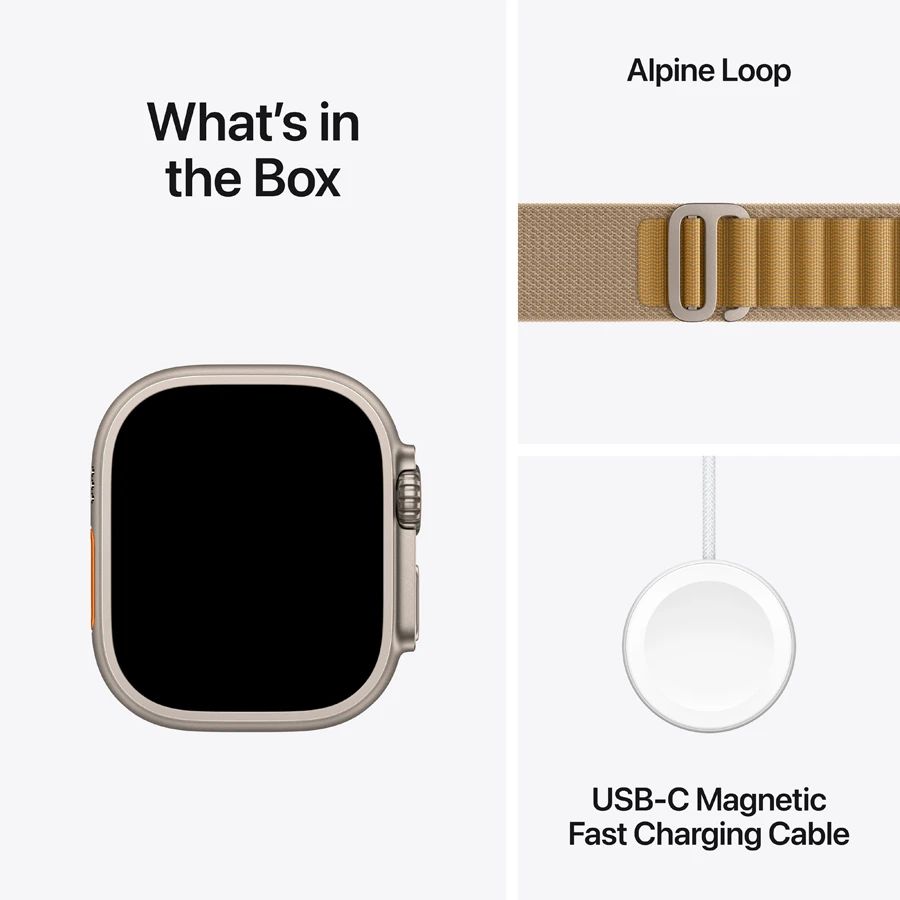 Apple Watch Ultra 2 2024, Tan Alpine Loop, S, 49mm, Natural Titanium ...