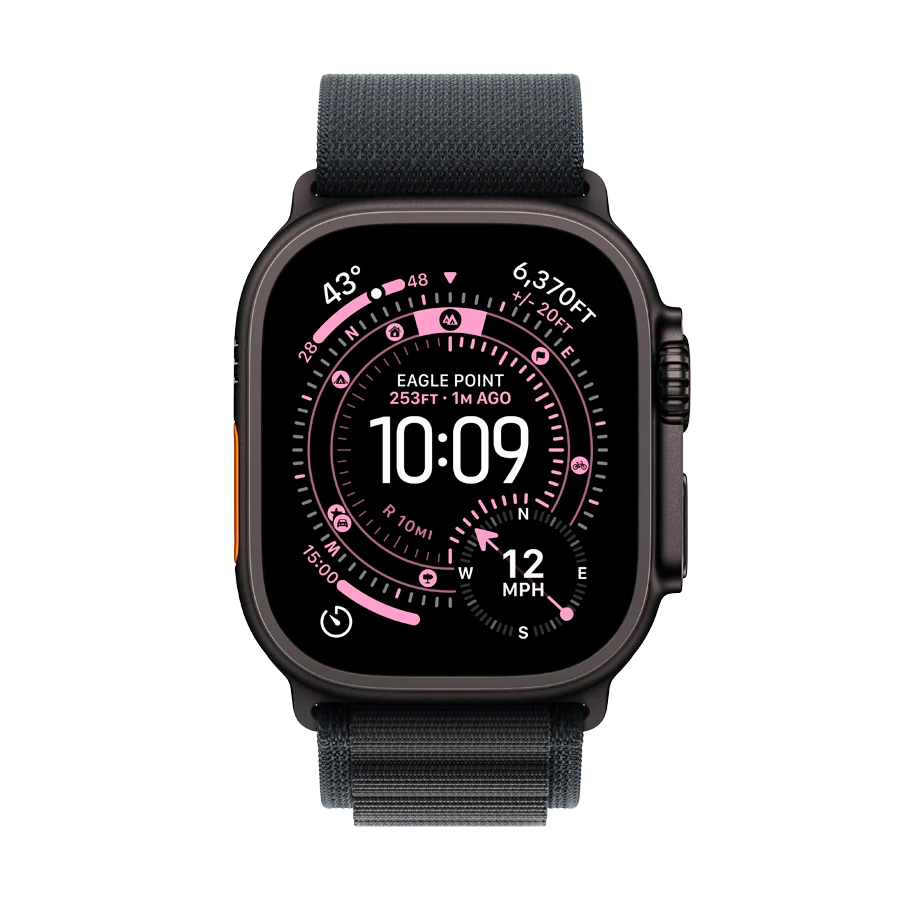 Apple Watch Ultra 3, Black Alpine Loop, Large, 49millimetr, Black
